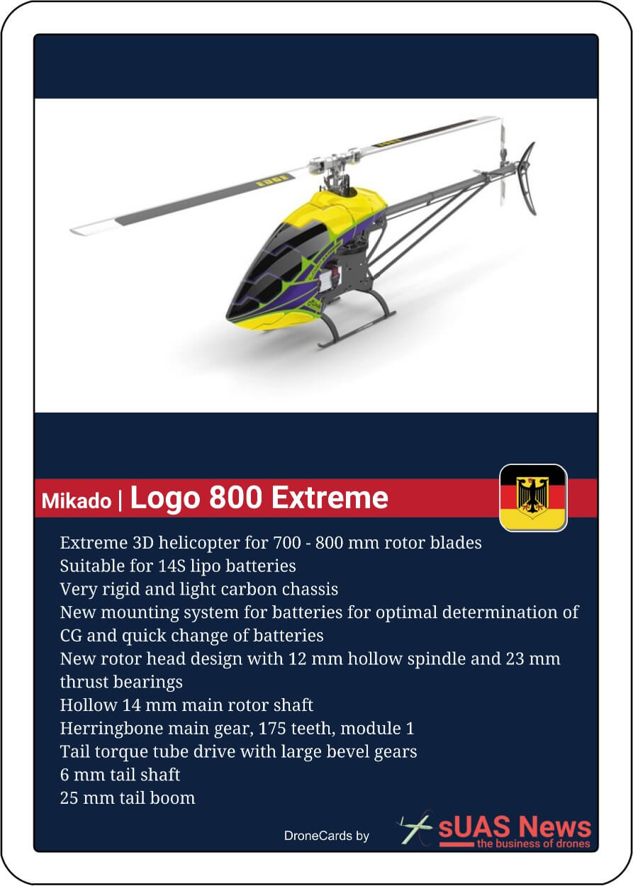 Mikado Logo 800 Extreme sUAS News Dronecards 2016-12-22 – sUAS News